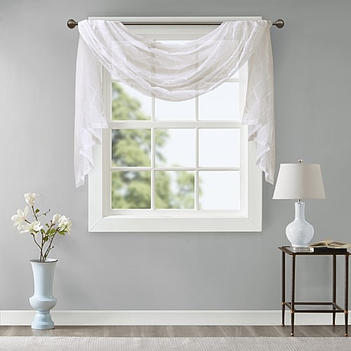 Click here for Madison Park Iris Scarf Valance  One Size  White prices