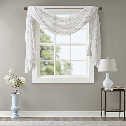 Click here for Madison Park Iris Scarf Valance  One Size  White prices