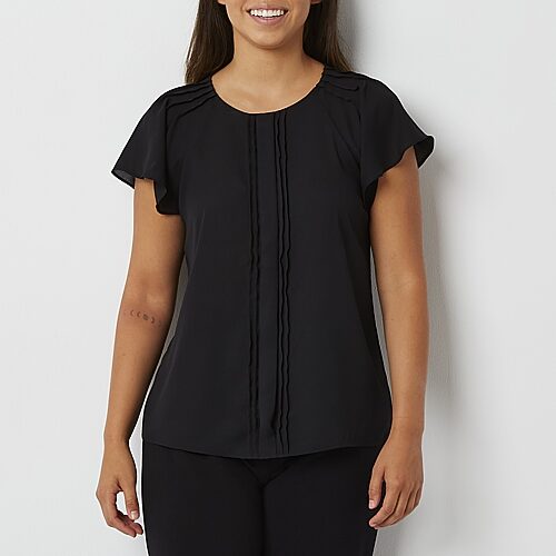 Click here for Worthington Womens Petite Round Neck Short Sleeve... prices