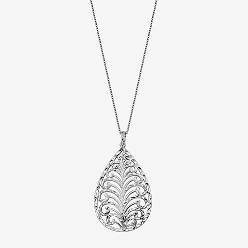 Click here for Open Leaf Womens Sterling Silver Pear 18 Inch Pend... prices