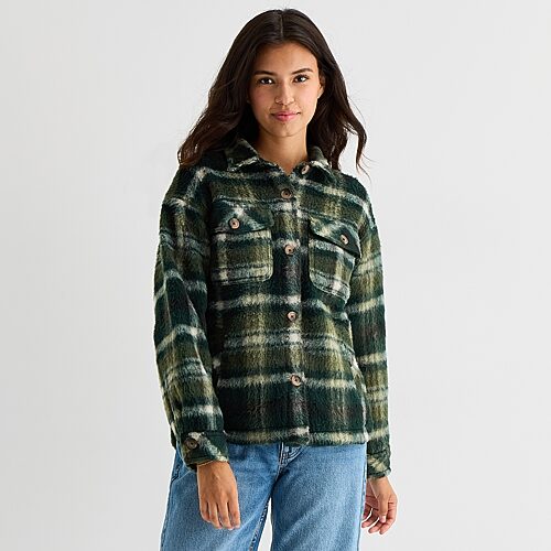 Click here for Arizona Shacket Womens Juniors Faux Fur Midweight... prices