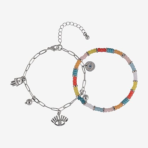 Arizona Silver Tone Womens 2-pc. Bracelet Set  One Size  Silver