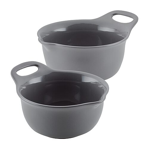 Rachael Ray 2-Pc. Ceramic Mixing Bowl Set - Dark Gray