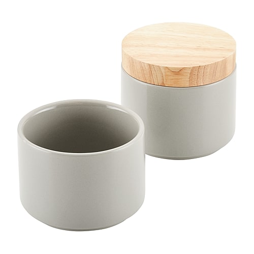 Rachael Ray Ceramic Stacking Spice Box Set with Lid  2-Piece - Gray
