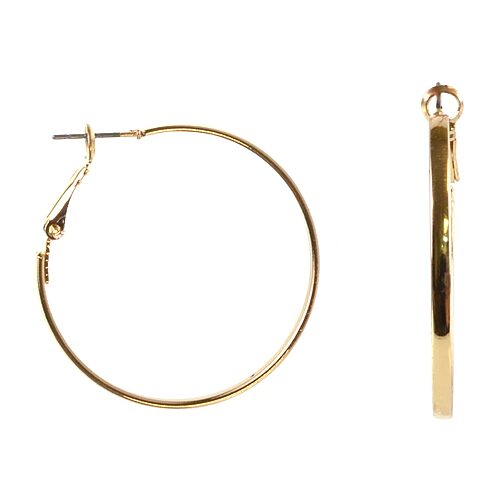 Click here for Bold Elements Gold Tone Womens 1 1/2 Inch Hoop Ear... prices