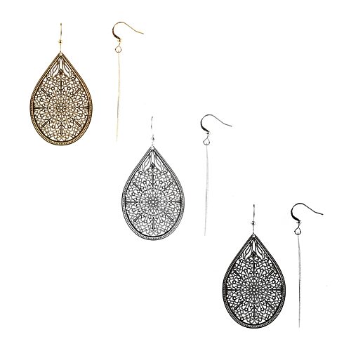 Bold Elements Womens 3 Pair Earring Set  One Size  Multiple Colors