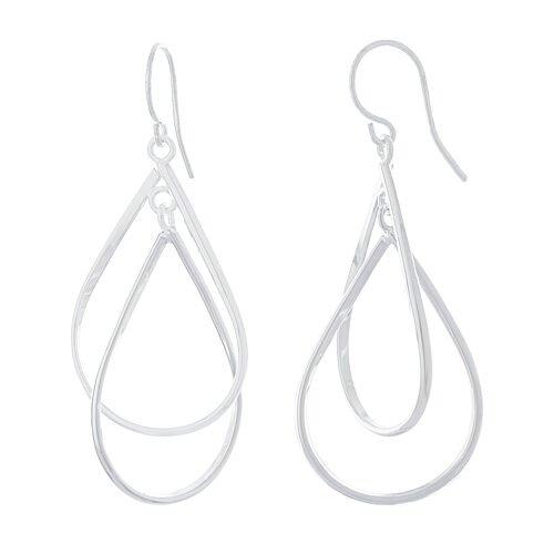 Click here for Fine Silver Plated Double Teardrop Drop Earrings prices