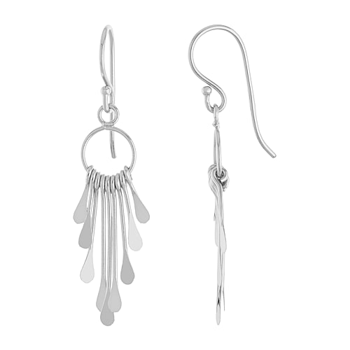 Click here for Fine Silver Plated Open Circle Fringe Drop Earring... prices