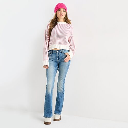 Click here for Arizona Womens Juniors Mid Rise Bootcut Jean  2  B... prices