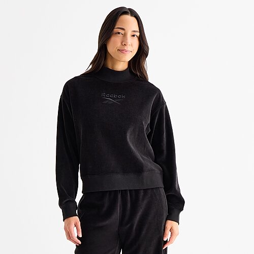 Click here for Reebok Womens Long Sleeve Velour Mock Neck Top  Me... prices