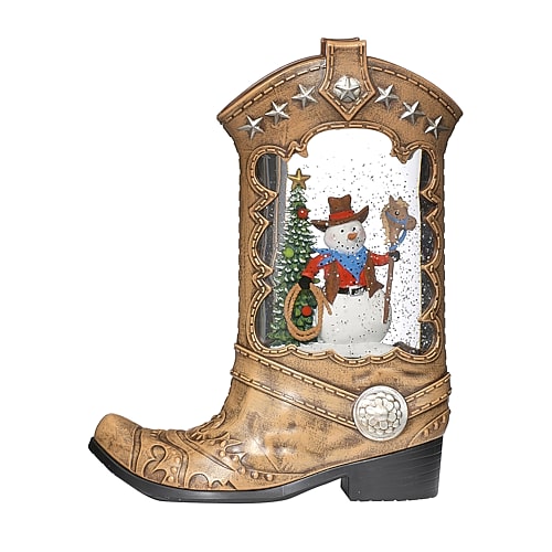 Click here for Roman 10.2in Lighted Swirl Boot Christmas Tabletop... prices