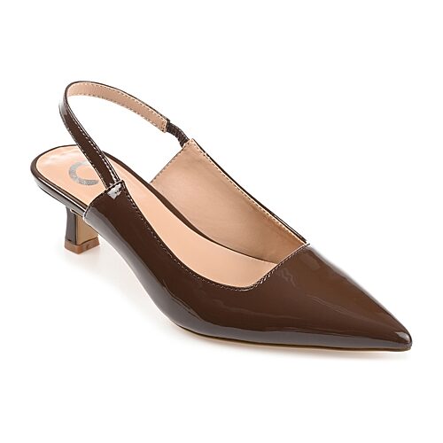 Journee Collection Womens Paulina Pointed Toe Slingback Pumps - Brown Patent