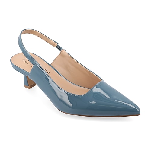 Journee Collection Paulina Womens Pointed Closed Toe Spool Heel Pumps  6 Wide  Blue