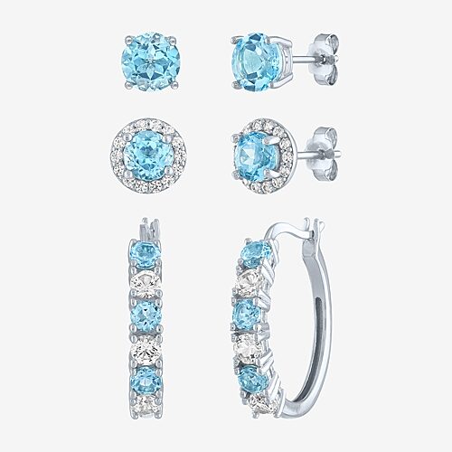 Click here for Gemstone Sterling Silver 3 Pair Jewelry Set  One S... prices