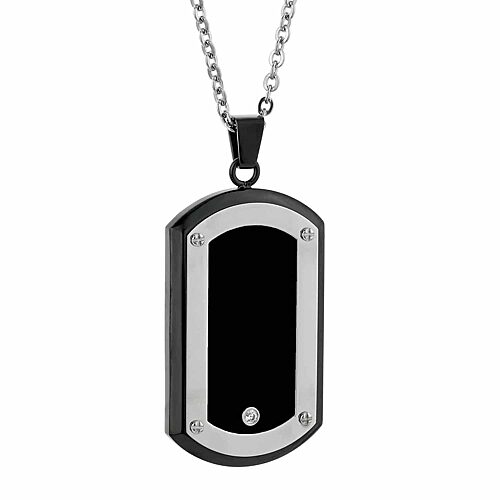 Click here for Mens White Cubic Zirconia Stainless Steel Dog Tag... prices