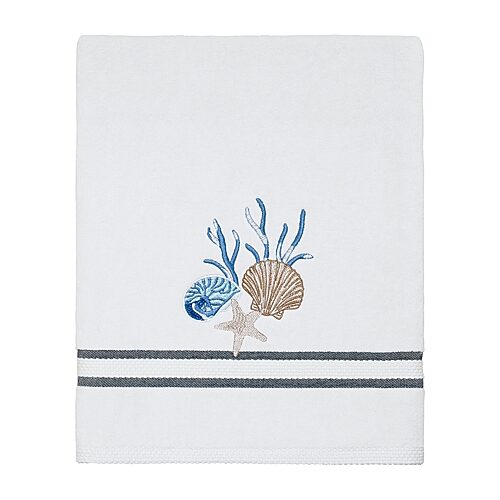 Avanti Blue Lagoon Ombre Seashells Fingertip Towel  11 x 18 - Steel