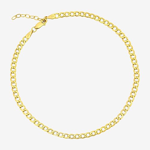 Click here for Womens 10K Gold 9 Inch Hollow Curb Ankle Bracelet... prices