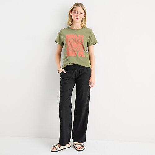 Hurley Womens Juniors Straight Low Rise Pull-On Pant  Small  Black