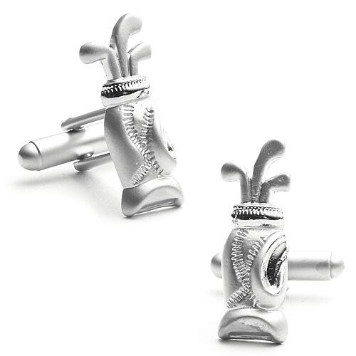 Plated Golf Bag Cufflinks - Silver
