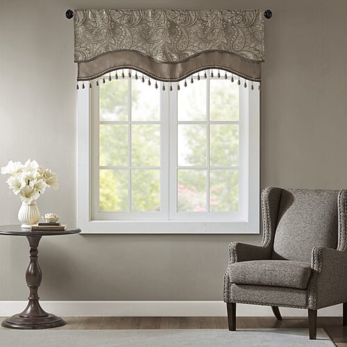 Madison Park Whitman Rod Pocket Scallop Valance  One Size  Blue