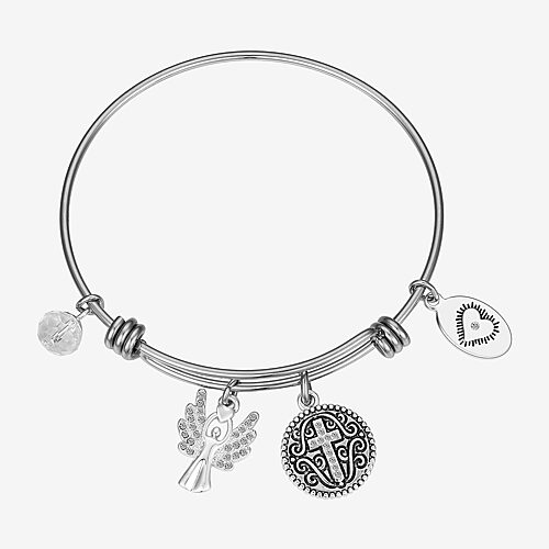 Click here for Footnotes Womens Crystal Stainless Steel Angel Cro... prices