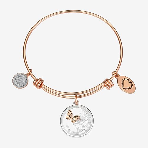Footnotes Mother & Daughter Womens Cubic Zirconia Stainless Steel Butterfly Bangle Bracelet  One Size