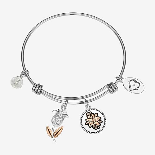 Footnotes Sister Womens Stainless Steel Flower Bangle Bracelet  One Size