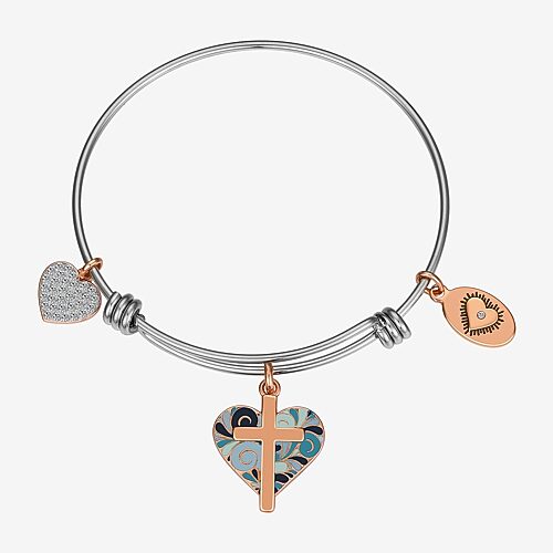 Click here for Footnotes Womens Stainless Steel Cross Heart Bangl... prices