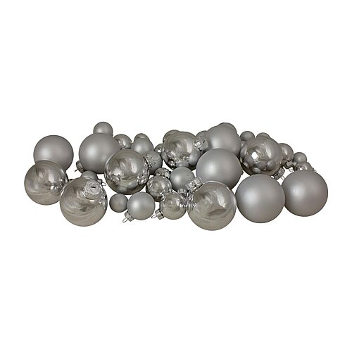 Click here for Northlight Silver Glass Ball 40-pc. Christmas Orna... prices