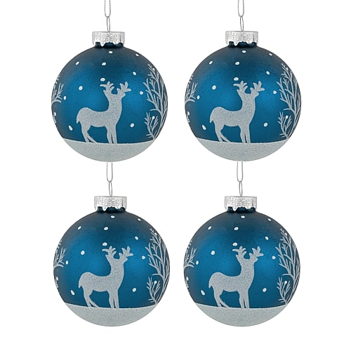 Click here for Northlight Glass Ball With Reindeer 4-pc. Christma... prices