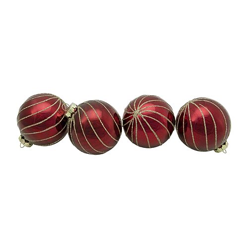 Click here for Northlight Red And Gold Striped Ball 4-pc. Christm... prices