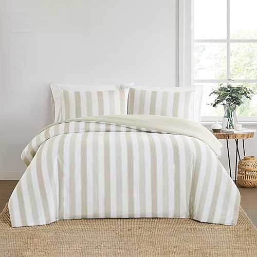 Truly Soft Aiden Stripe Midweight Comforter Set  One Size  Beige