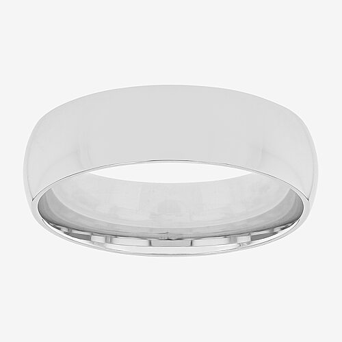 Click here for 6mm Silver Domed Mens Wedding Ring  11 1/2  White prices