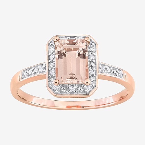Click here for Womens Diamond Accent Genuine Pink Morganite 18K R... prices