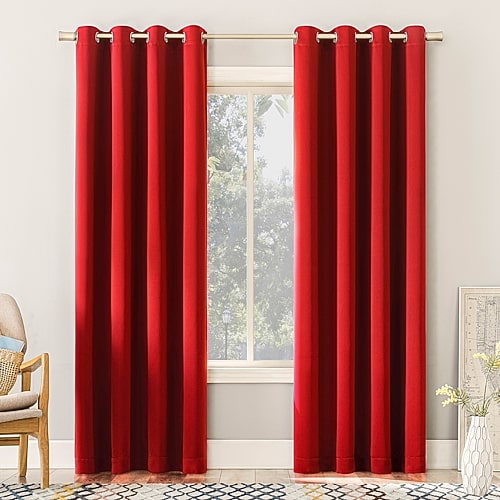 Click here for Grant Room Darkening Grommet Curtain Panel - Red prices