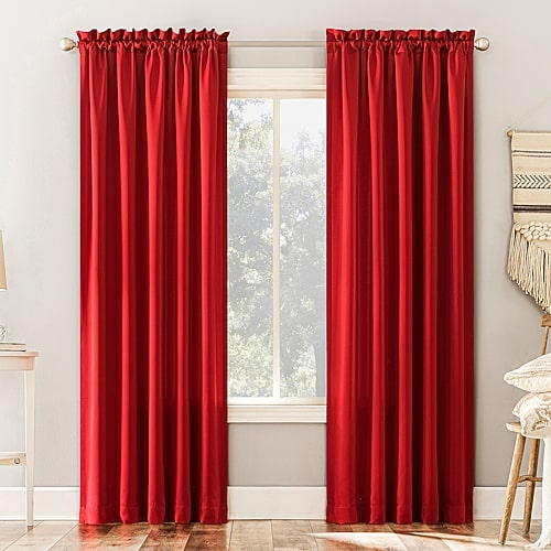 Room Darkening Rod Pocket Curtain Panel - Red