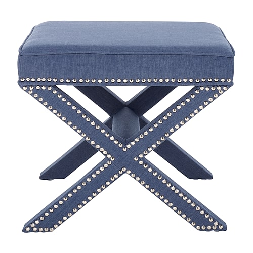 Click here for Palmer Nailhead Trim Footstool  One Size  Blue prices