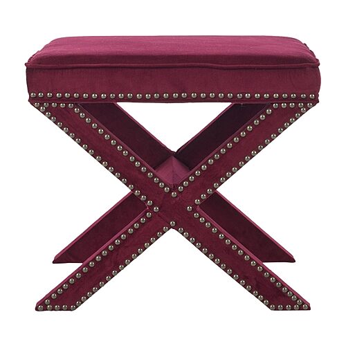 Click here for Palmer Nailhead Trim Footstool  One Size  Red prices