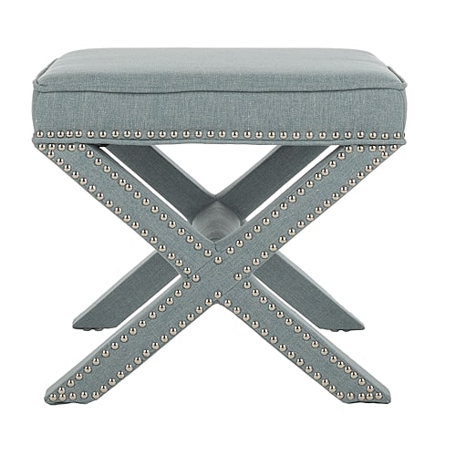 Click here for Palmer Nailhead Trim Footstool  One Size  Blue prices