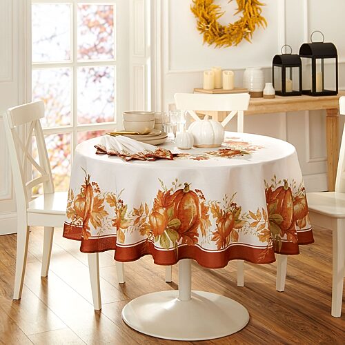 Autumn Pumpkin Grove Fall 70 Round Tablecloth - Multi