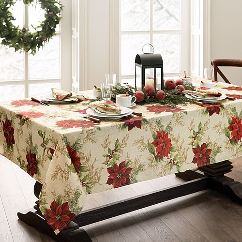Click here for Elrene Festive Poinsettia Holiday Rectangle Tablec... prices
