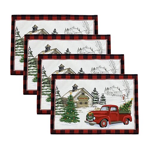 Click here for Vintage Christmas Tree Farm Holiday Placemat  Set... prices