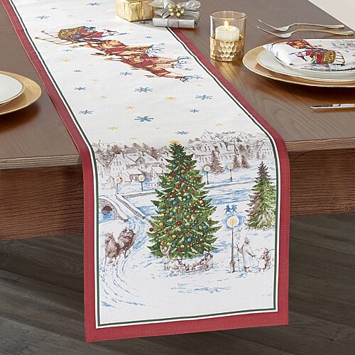 Click here for Elrene Santas Snowy Sleighride Table Runner - Mult... prices