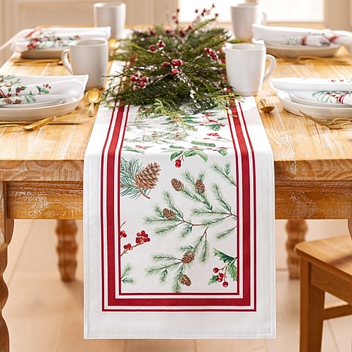 Click here for Elrene Winter Holiday Berry Fabric Table Runner  7... prices