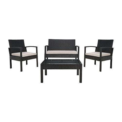Click here for Bassey 4PC Outdoor Living Set - Black/light grey prices