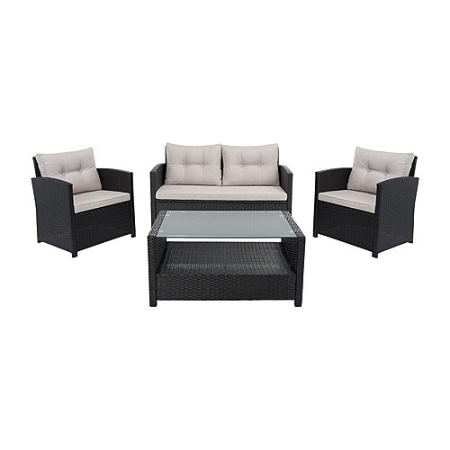 Click here for Vellor 4PC Living Set - Black/light grey prices
