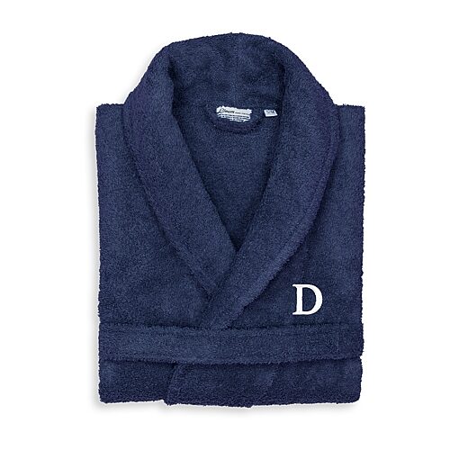 Linum Home 100 Turkish Cotton Personalized Terry Bath Robe - Navy - D