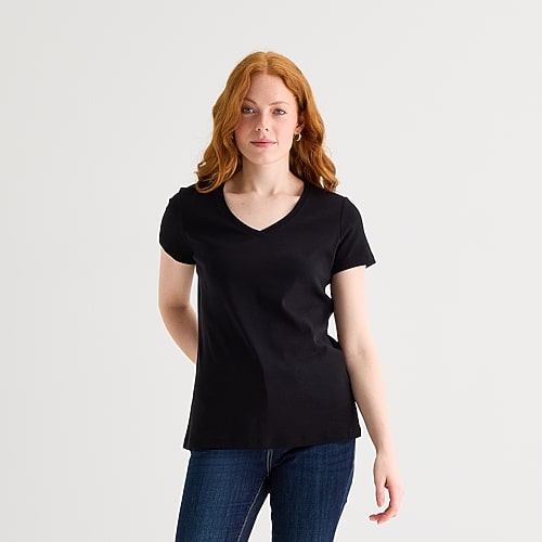 Click here for St. Johns Bay Womens V Neck Short Sleeve T-Shirt... prices