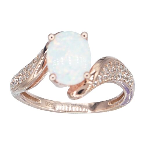 Click here for Womens Lab Created White Opal 14K Rose Gold Over S... prices