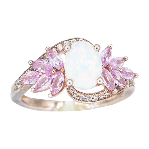 Click here for Womens Lab Created White Opal 14K Rose Gold Over S... prices